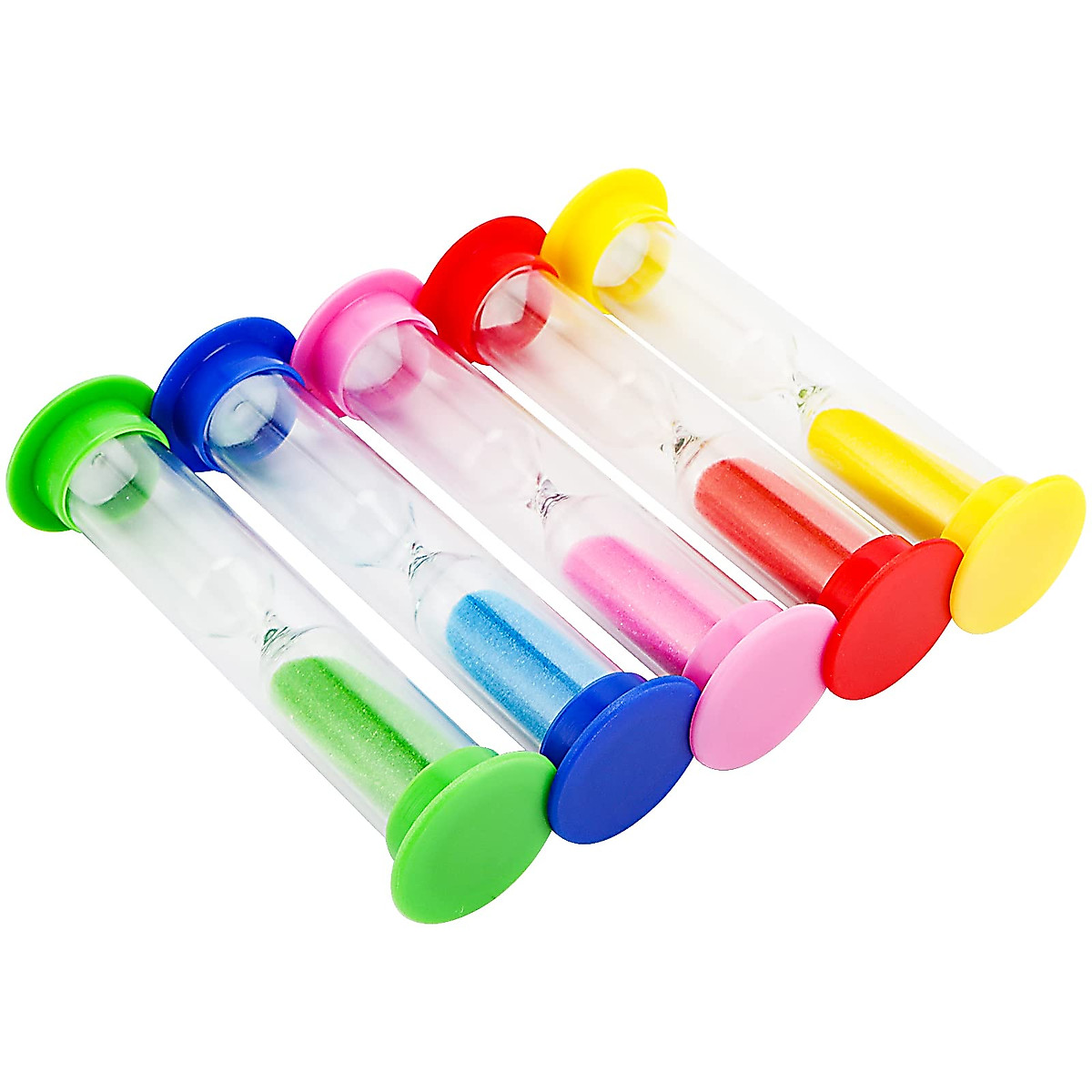 SINJEUN 50 PCS 1 Minute Sand Timer, Plastic Hourglass Sand Clock, Colorful Sand Timer Set Sandglass Countdown Bulk Toothbrush Timer for Party Favors