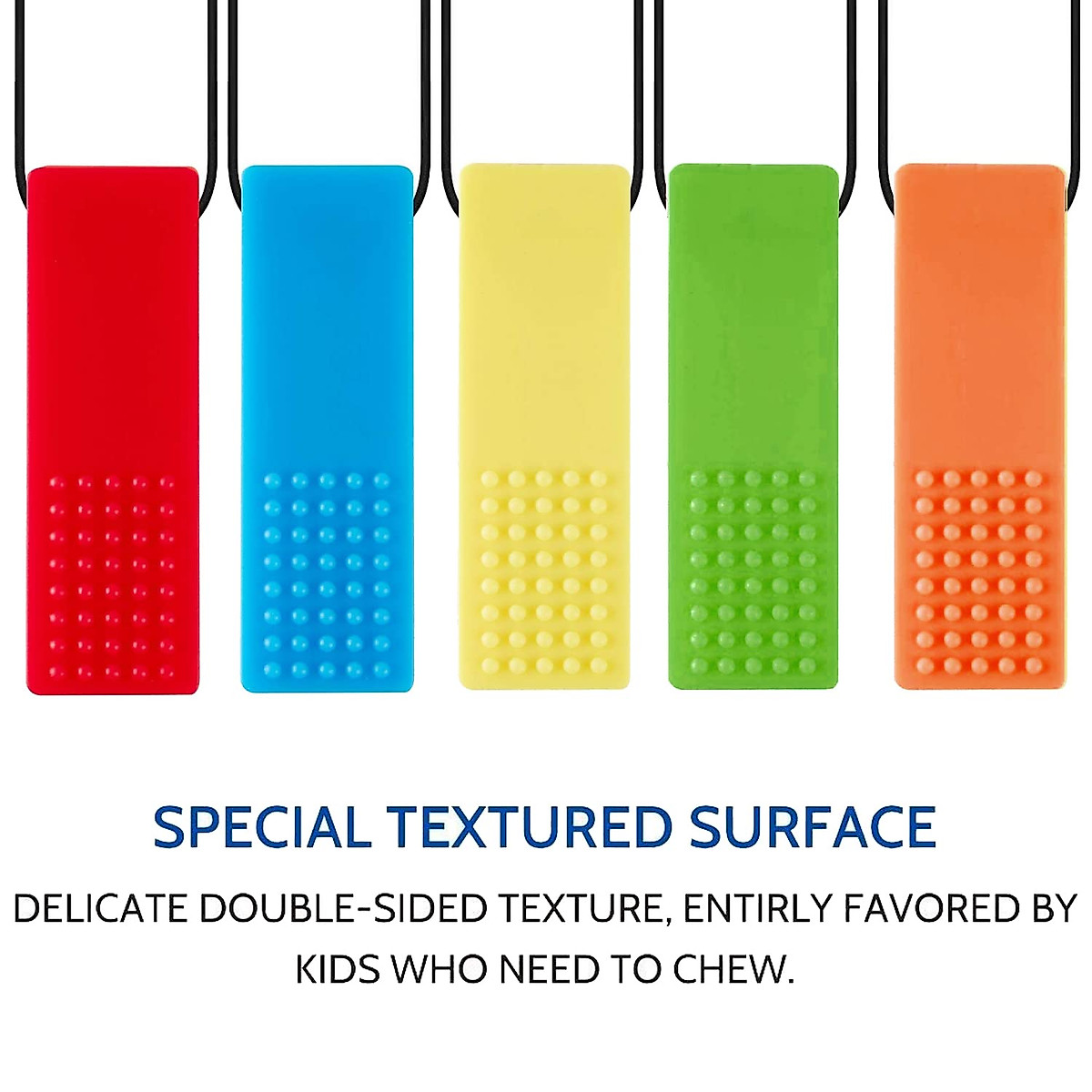 Chew Necklaces for Sensory Kids,5 Packs Sensory Chew Necklaces,Autism Chewy Necklace Sensory for Boys Girls Adults with ADHD,Biting Needs,Oral Motor Chewy Stick