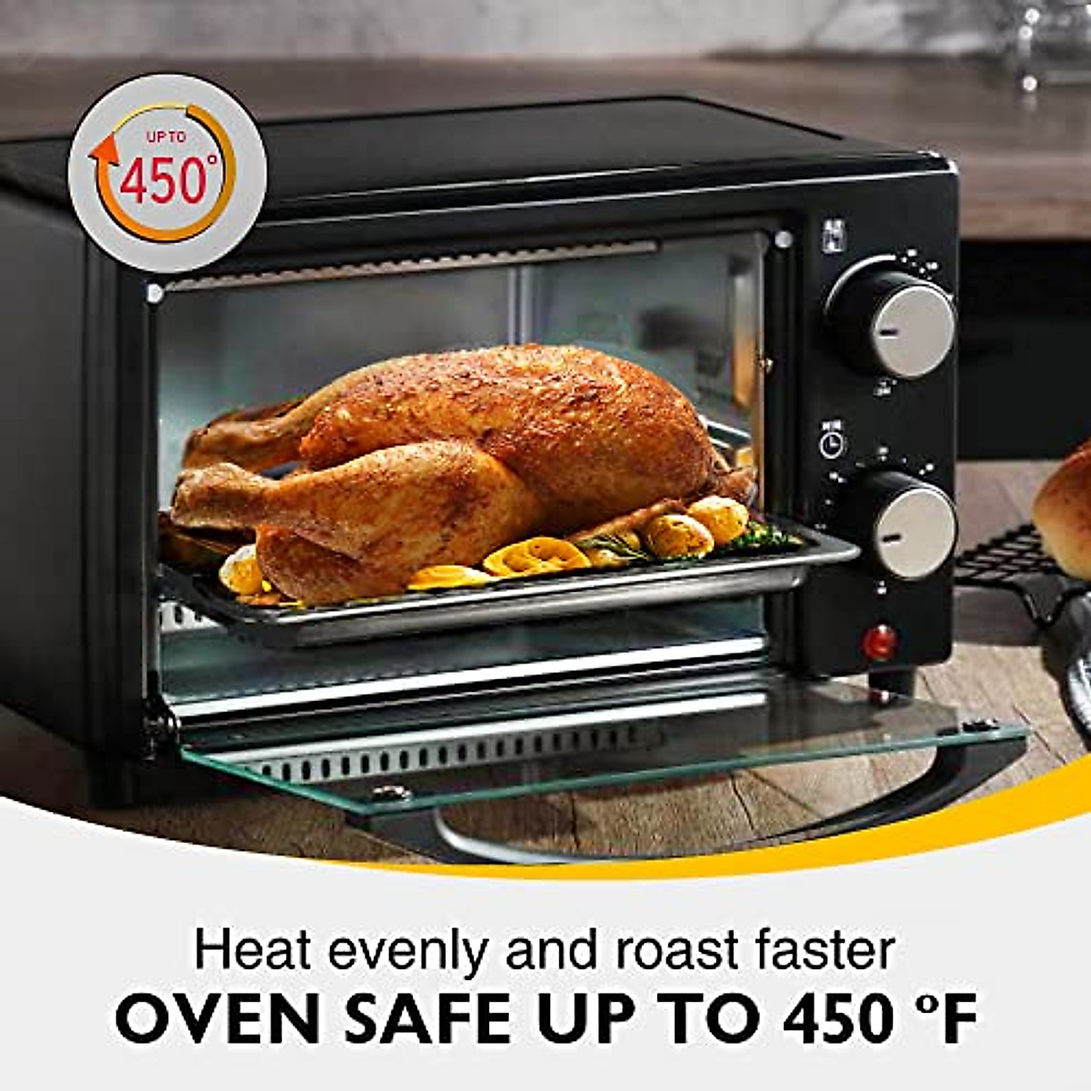 HONGBAKE Baking Sheet Pan Set, Cookie Sheet for Oven, Nonstick Bakeware Sets with Wider Grips, 3 Pack Half/Jelly Roll/Quarter Baking Tray, Premium, Dishwasher Safe - Dark Grey