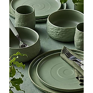 Stone by Mercer Project SHOSAI 16-Piece Stoneware Dinnerware Set, Plates and Bowls Set, Modern Dishware set fo 4, Sage