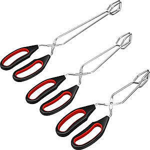 3 Pack Cooking Scissor Tongs Kitchen Baking Bread Food Tong Barbecue Grilling Tongs for Flipping Food Tool, 9/11/ 12 Inch
