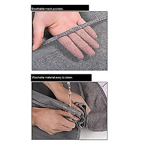 TuuTyss Dual-Sided Hanging Mesh Pockets Closet Organizer for Underwear,Bra,Socks,Accessories with Hanger,10 Large Pockets-Grey