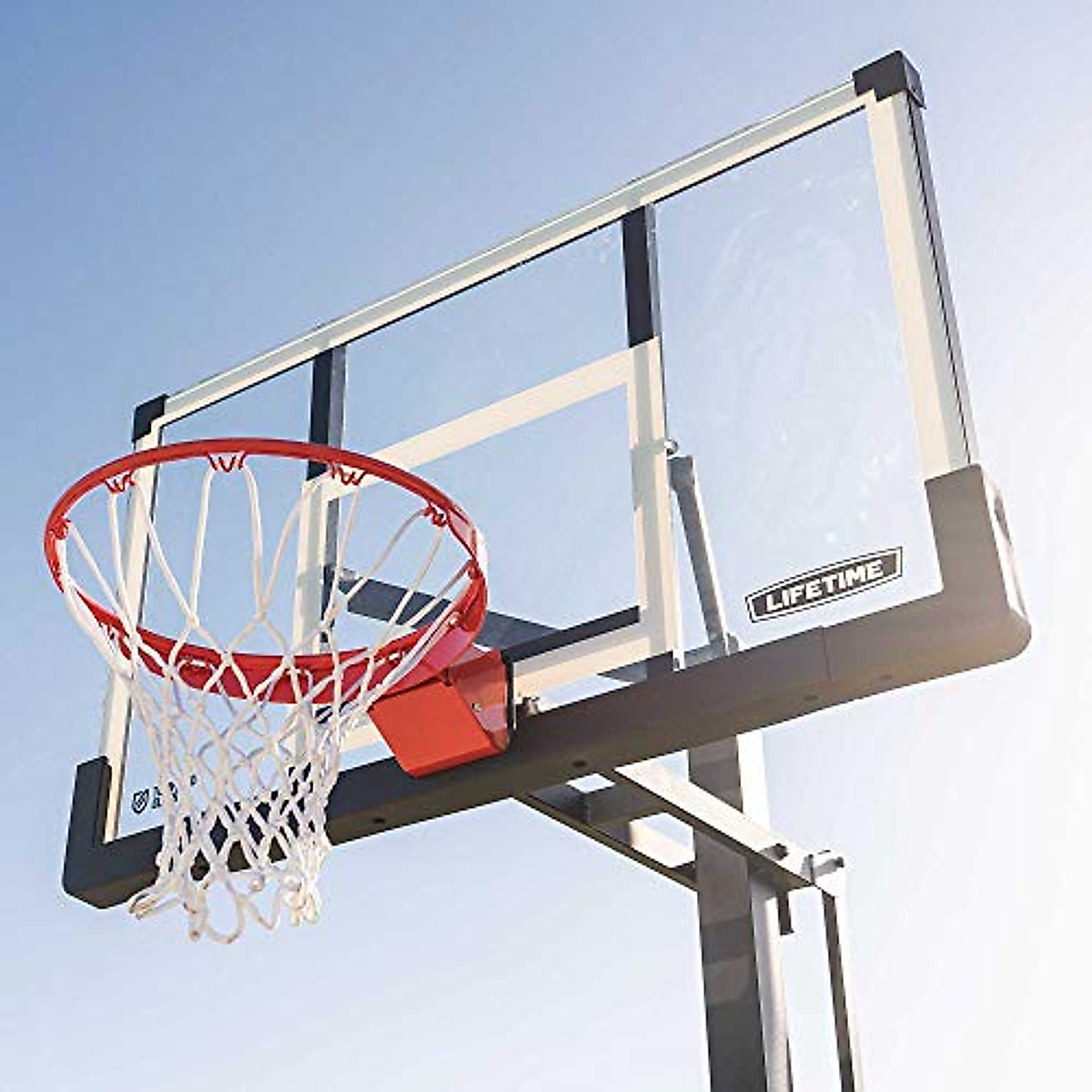 Lifetime 90734 Adjustable Portable Basketball Hoop, 54-Inch Tempered Glass Backboard, black