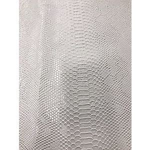 New Creations Fabric & Foam Inc, 54" Wide Faux Viper Snake Skin Vinyl-Faux Leather-3D Scales Fabric by The Yard, White