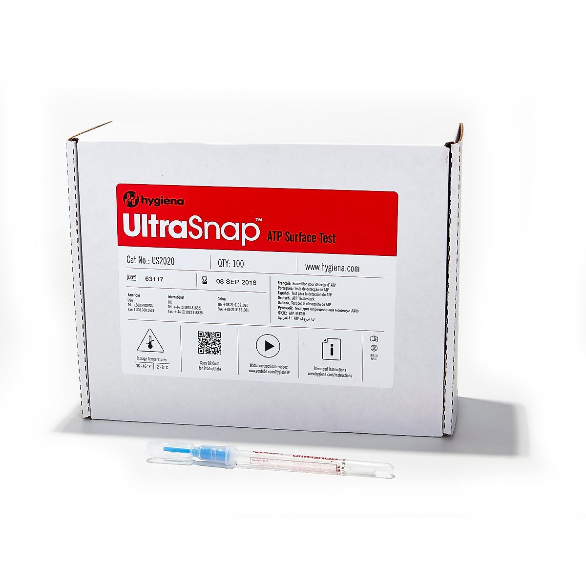 Bio Shield Tech Hygiena Ultrasnap Surface ATP Test Devices, ATP Testing Kit, User-Friendly, Biological Contamination Tests Kit Used with Hygiena Luminometers (100 Per Box)-US2020