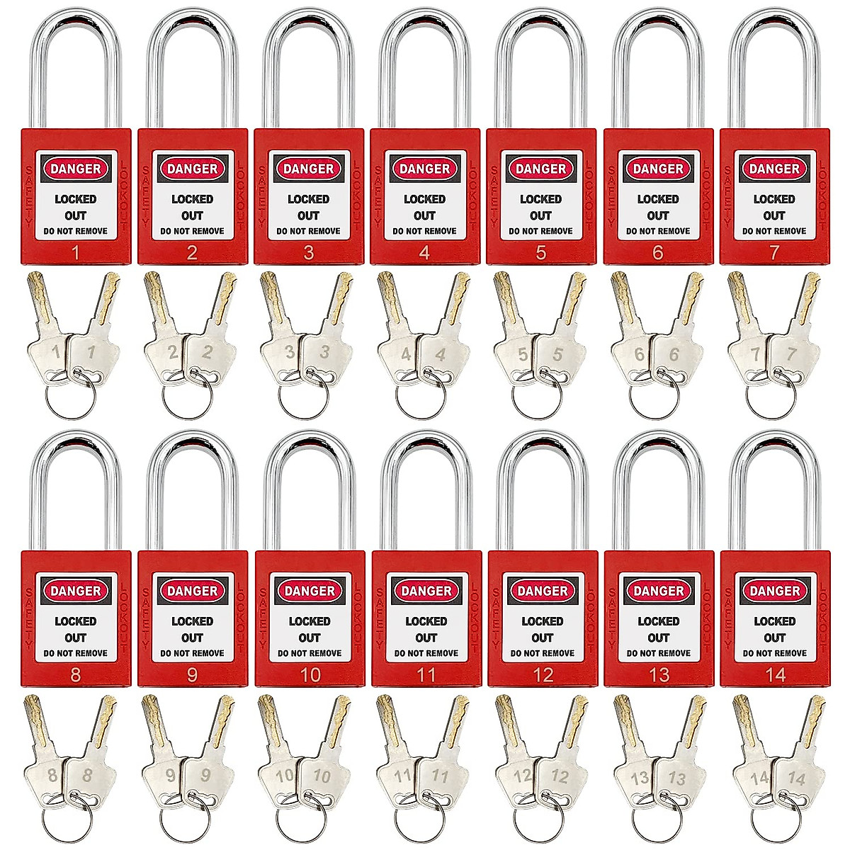 Lockout Tagout Station,Loto Kits, Includes 14 Key Different Padlocks with Numbers, 4 Lockout Hasps, 40 Lockout Tags, 20 Nylon Cable (Big Lock Station) Yellow