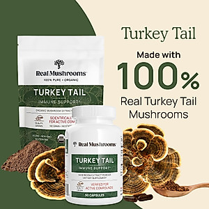 Real Mushrooms Turkey Tail (45g) and 5 Defenders (45g) Mushroom Extract Powder Bundle - Mushroom Supplement for Immune Strength - Vegan, Non-GMO Immunity Supplement