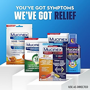 Mucinex Sinus-Max Day Pressure, Pain & Cough & Nightshift Night Sinus Medicine for Adults, Day/Night Combo Pack for Sore Throat Relief, Nasal Congestion Relief, Cough & Cold Medicines, 40 Caplets