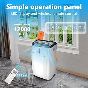 Joy Pebble Portable Air Conditioner 12000 BTU,Portable AC Unit for Room Cools up to 550 Sq.ft,Air Conditioner Portable 3-IN-ONE for Cooling&Dehumidifier&Fan,With Remote Control,24Hrs Timer,3 Fan Speed