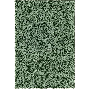 Unique Loom Davos Shag Collection Modern Luxuriously Soft & Cozy Shag Area Rug (4' 0 x 6' 0 Rectangular, Sage)