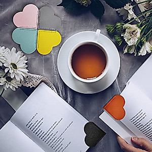 6 Pcs Leather Heart Bookmark, Leather Heart Bookmark Corner Bookmark, Heart Bookmark, Handmade Book Reading Gift, Corner Page Book Marks, Corner Bookmarks for Books, Corner Bookmarks