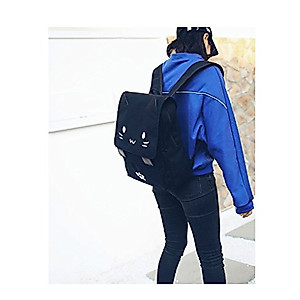 Cute Canvas Cat Print Backpack Lightweight Travel Rucksack