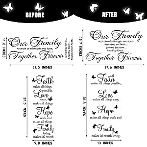 2 Sheets Bible Verse Wall Decals Wall Stickers Faith Hope Love Family Inspirational Wall Stickers Bible Verse Scripture Motivational Sayings Sticker for Home Classroom Living Room Wall Decor(Classic)