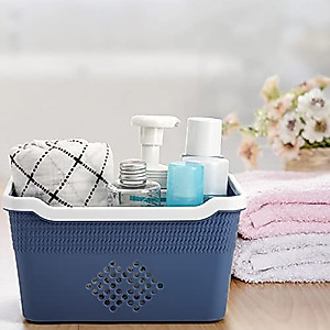 Jucoan 9 Pack Plastic Storage Baskets, Small Shelf Storage Baskets Classroom Storage Baskets for Home Kitchen Bathroom Cabinet Office School, 8.5 x 6 x 4.75 Inch