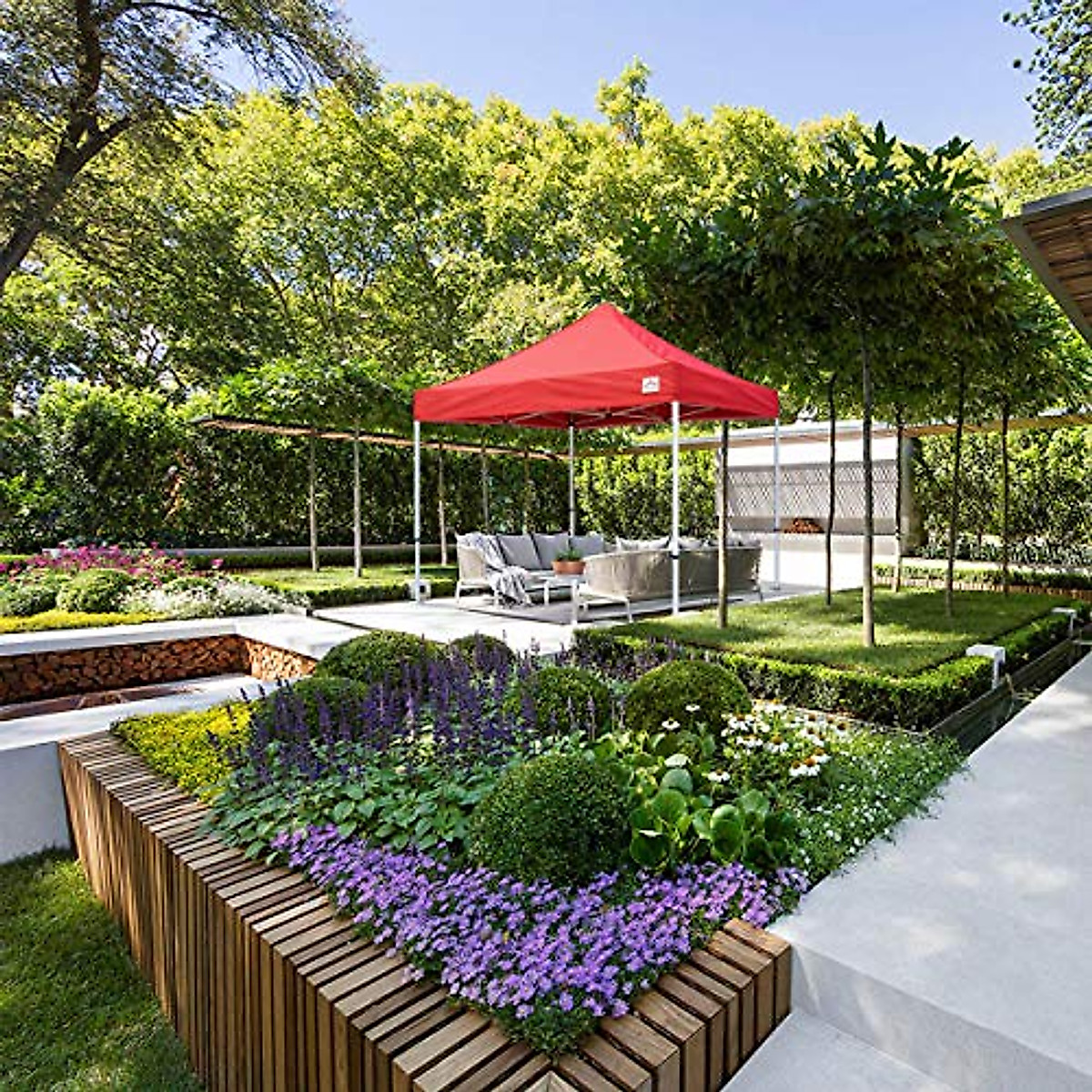 UNIQUECANOPY 10'x10' Ez Pop Up Canopy Tent Commercial Instant Shelter with Heavy Duty Roller Bag, 4 Canopy Sand Bags, 10x10 FT Red