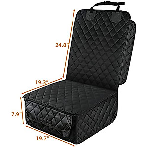 PETICON Waterproof Front Seat Car Cover, Full Protection Dog Car Seat Cover with Side Flaps, Nonslip Scratchproof Captain Chair Seat Cover Fits for Cars, Trucks, SUVs, Jeep