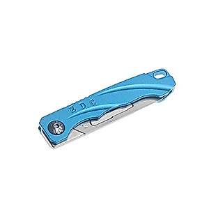 Tungyi Daily Pocket Folding Utility Knife with Key Ring and 10 Replaceable Quick Change Blades, Ultra Compact and Lightweight (Blue)