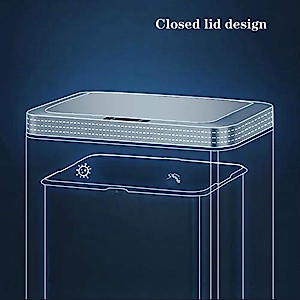 Slim Smart Trash Can Simple Induction Trash Can Household Trash Bin with Lid Smart Living Room Kitchen Large Capacity Trash Can (Silver/Gold) Bathroom Trash Can (Capacity : 22L, Color : Gold)