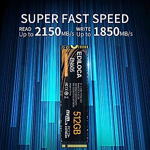 Ediloca EN605 512GB M.2 SSD, NVMe1.3 PCIe Gen3 x4 SSD Internal Hard Drive, M.2 2280 - Read/Write Speed up to 2150/1600 MB/s - Internal SSD Compatible with Laptop & PC Desktop