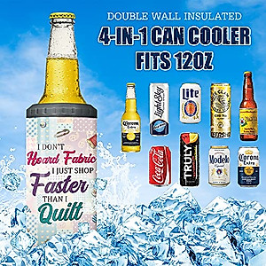 SANDJEST Personalized Sewing Tumbler Sewing Pattern 4 in 1 16oz Tumbler Can Cooler Coozie Stainless Steel Tumbler Gift for Women Quilting Crochet Lover Mom Grandma Birthday Christmas