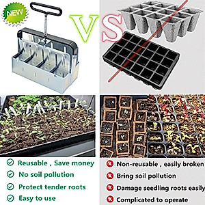 Soil Block Maker Upgraded 8PCS 2in Manual Seed Blocker with Comfort-Grip Handle Soil Blocking for Seed Start Garden Soil Potting Soil for Outdoor Plants Used Repeatedly (7.7in*4in)