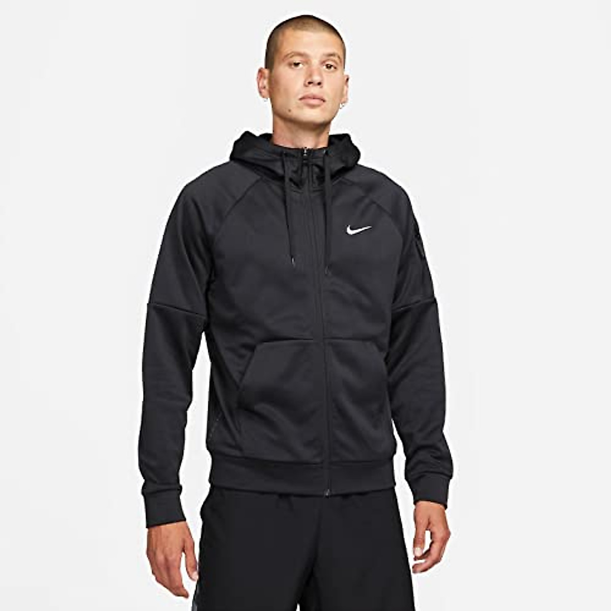 Nike Dry Men's Therma Full Zip Hoodie (as1, alpha, m, regular, regular, Black/Black/White)