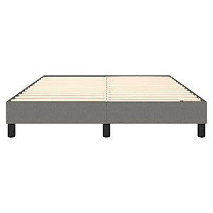 vidaXL Box Spring Bed Frame Home Indoor Bedroom Bed Accessory Wooden Upholstered Double Bed Base Furniture Dark Gray 59.8"x79.9" Queen Fabric