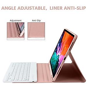 Keyboard Case for iPad Pro 12.9 2022 6th Generation / 2021 5th Gen / 2020 4th Gen / 2018 3rd Gen, 12.9-inch iPad Pro Case with Magnetically Detachable Wireless Keyboard and Pencil Holder, Champagne