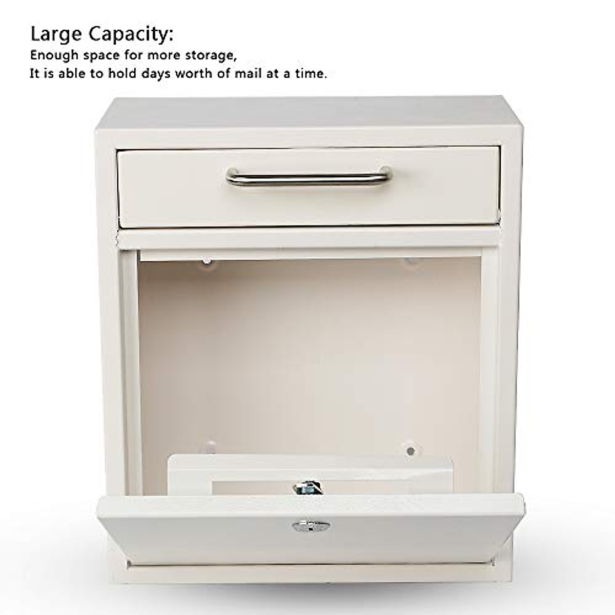 KYODOLED Steel Key Lock Mail Boxes Outdoor,Locking Wall Mount Mailbox,Security Key Drop Box,12H x 10.51L x 4.68W Inches,White Large