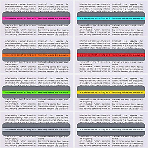 16 Pieces Guided Reading Highlight Bookmark Strips Colored Overlay Reading Tracking Rulers for Dyslexia, ADHD and to Reduce Visual Stress, 8 Standard Size and 8 Large Size