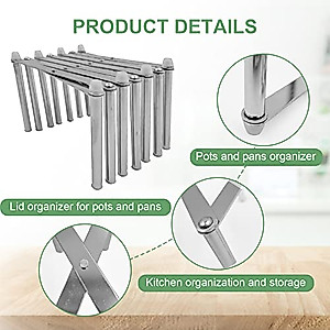 Pot Lid Organizer, Pot and Pan Organizers Rack-kitchen Cabinet Organizers and Storage, Stainless Steel Kitchen Organizer Rack Holder Shelves, 6 Slots for Storage of Skillets Frying or Sauce Pans