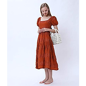 Miuco Womens Beaded Handbags Handmade Weave Crystal Pearl Tote Bags Cream