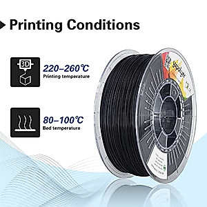 YXPOLYER ASA Filament 1.75mm, Heat Resistant Weather Resistant ASA 3D Printer Filament, Ideal for Printing Outdoor Functional Mechanical Parts, 1kg Spool, Black ASA Filament