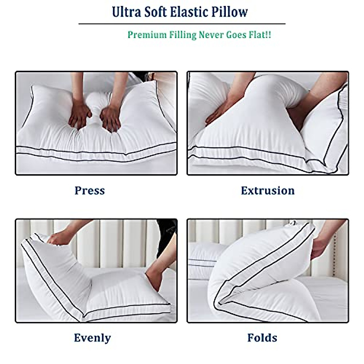 Gehannah Bed Pillows for Sleeping(2 Pack), Luxury Plush Soft Pillow with Home and Hotel, Breathable Microfiber Cover Skin-Friendly Pillows for Side Back Sleepers