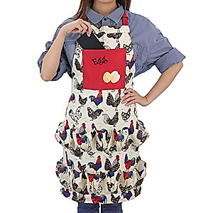 Foxyoo Egg Apron for Fresh Eggs,Egg Collecting Apron with 14 Deep Pockets,Chicken Egg Apron for Women,Egg Baskets Holder Apron-Full Body Style