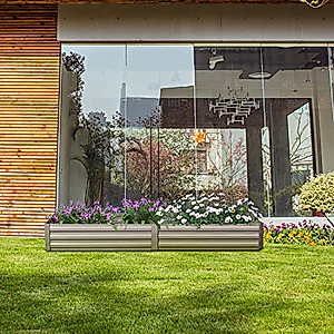 Outdoor 8x2 Ft Metal Raised Garden Bed Patio Large Frame Planters Box for Vegetables/Flower/