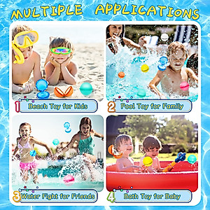 24 PCS Reusable Water Balloons Water Balls, Soft Silicone Quick Fill Balloons Splash Fun,Outdoor Backyard Summer Splash Party Easy Quick Fun Water Fight Game for Swimming Pool