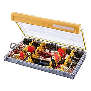 Plano Edge 3600 Jig & Bladed Jig Utility Box, Gray and Yellow, Holds Up to 70 Individual Jig Baits, Rust-Resistant and Waterproof Bait Storage Organizer