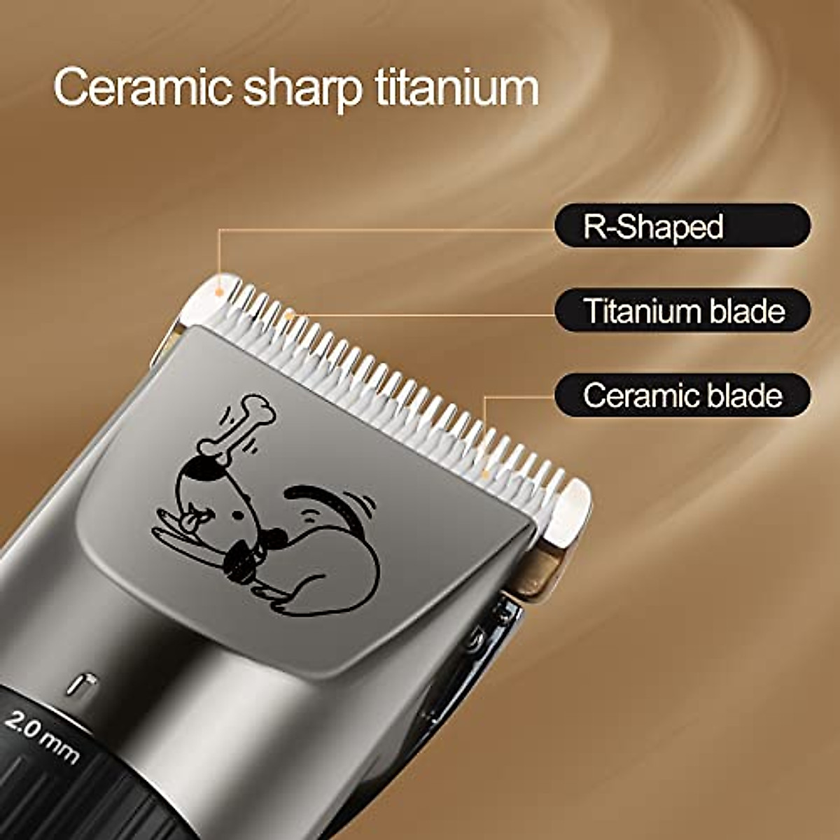 AJELU Dog Clippers, Cordless Low Noise Rechargeable Electric Dog Grooming Clipper Kit, Adjustable Clipper Comb & Detachable Blades Dog Trimmer, Suitable for Dogs, Cats, Pets