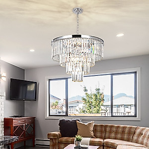 MarkDee Modern Chandeliers Crystal with Light, 11 Lights Chrome Crystal Chanderlier Lighting, 4-Tier Pendant Lights for Dining Room Living Room (23.62inch)…