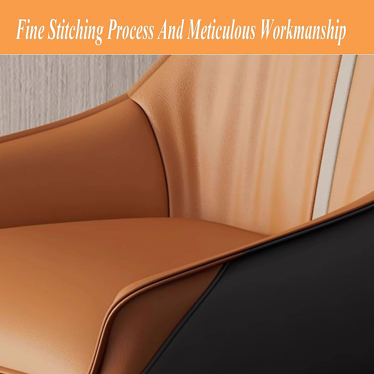 RUANLOV Contemporary Kitchen & Dining Room Chairs with Arms, Modern Minimalist Restaurant Chair, Elegant Kitchen Chairs, PU Leather Cushion and Metal Legs Bar Chairs (C)