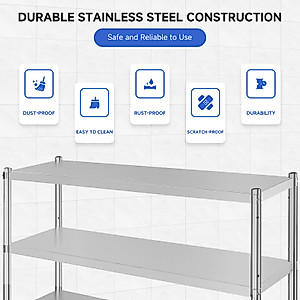 Garvee Stainless Steel Shelves,47x18x72 in Storage Shelf 5-Tier Heavy Duty Storage Rack Shelving Capacity Shelf Unit for Kitchen Garage Office Restaurant Warehouse