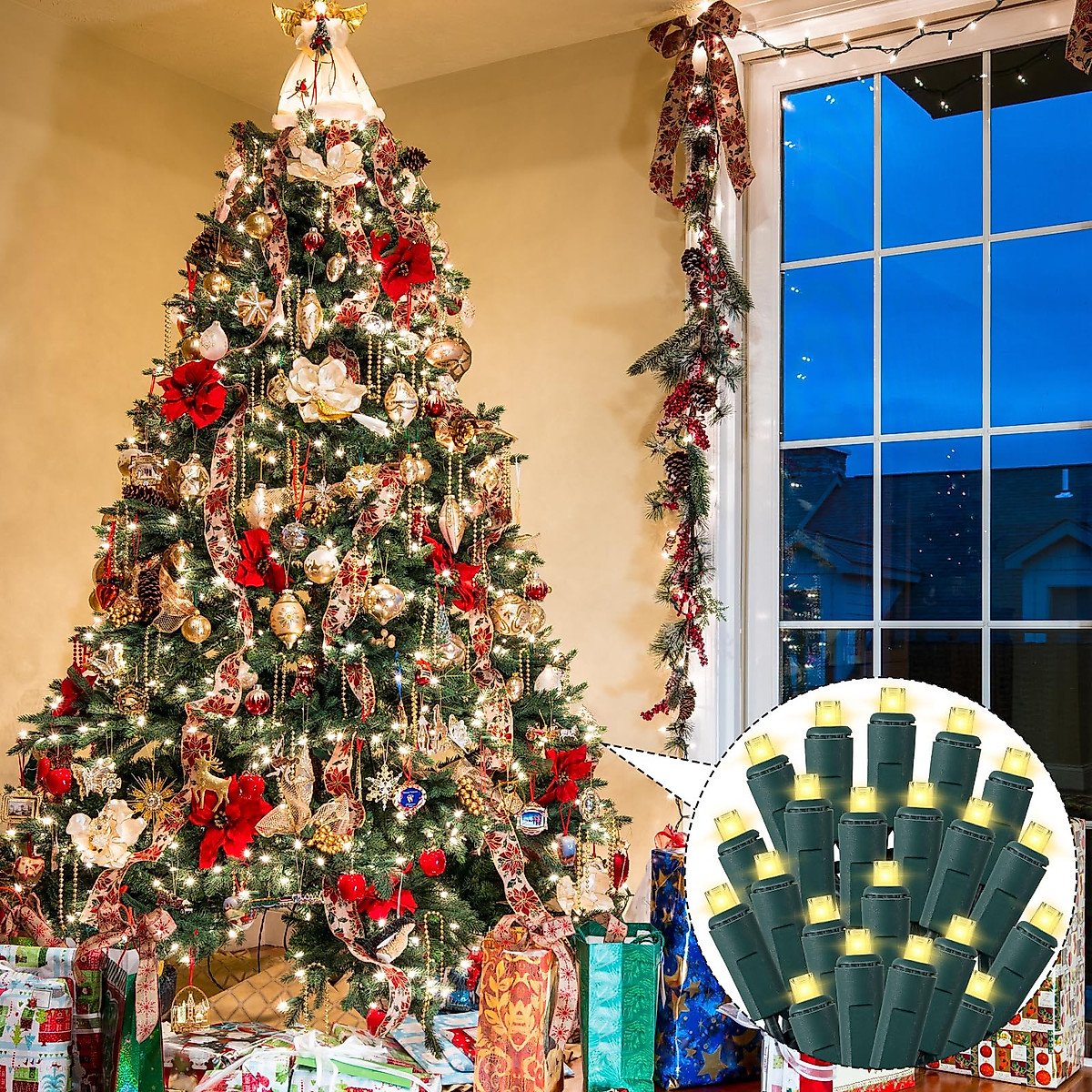 VIHOSE 600 Pcs Christmas Led 5mm Mini Light Bulbs String Light Replacement Bulbs Christmas Light Bulbs Indoor Outdoor Wide Angle Wire Light with Green Base for Xmas Tree Garden Decor (Warm White Bulb)