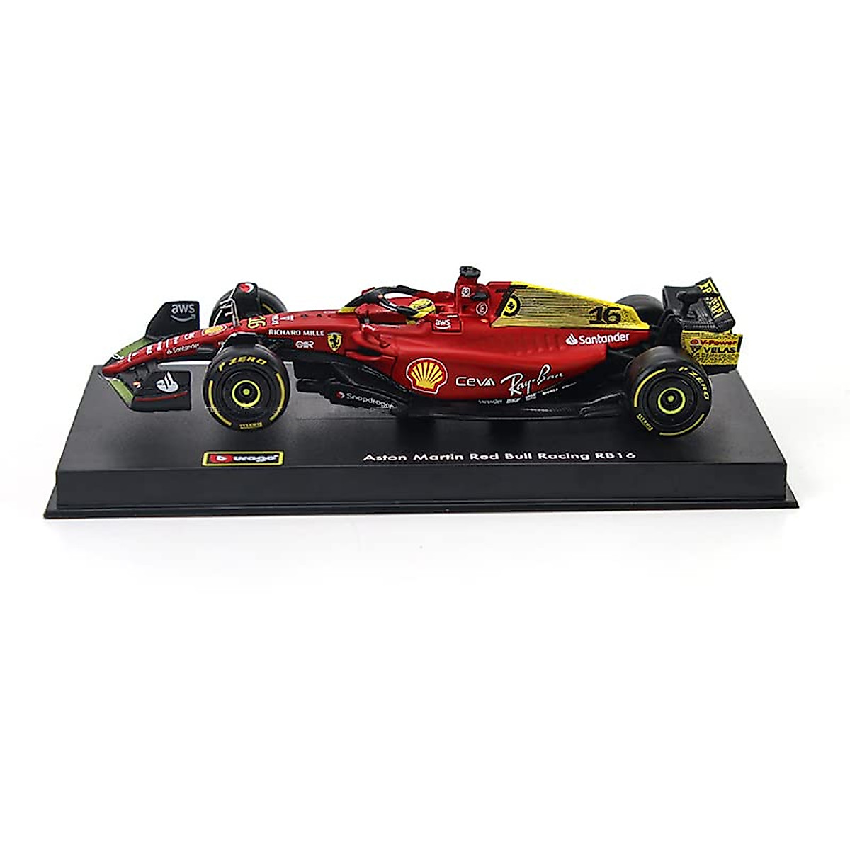 JODIYAAH Bburago 1/43 2022 F1-75 75th Anniversary Giallo Modena #16 Charles Leclerc F1-75#55 Carlos Sainz Alloy Luxury Vehicle Diecast Cars Model Toy Collection Gift (F1-75#55 Hardcover)