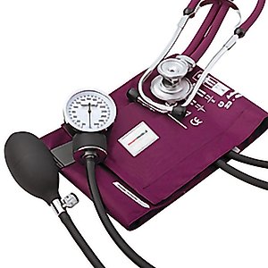 McKesson Premium Aneroid Sphygmomanometer and Stethoscope Combo Kit - Blood Pressure Gauge/Cuff, Sprague Rappaport Stethoscope, Magenta - Size 11, 23-40 cm, 22 in Tube, 1 Count