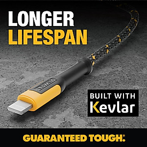 DEWALT Lightning to USB Cable — Reinforced Braided Cable for Lightning — Charger Cord Compatible with iPhone — Apple Compatible Charging Cable… (USB A to Lightning, 10 Foot)