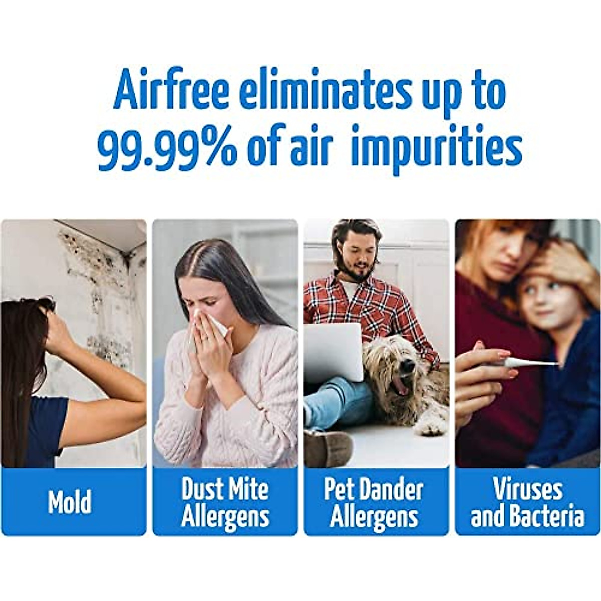 AirFree T800 Filterless Silent Air Purifier for Home I Requires No Filter, Fan, or Humidifier, Covers 180 sq ft - White