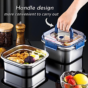 podafu stainless steel food containers with lids,Extra-thick type,HEAT-RESISTING,with 4 Locking Tabs, Microwave, Dishwasher, and Freezer Safe