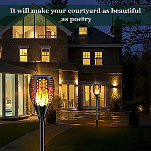 Balight Solar Torch Lights, 96 LED Waterproof Flickering Flames Solar Lights Outdoor Landscape Decoration Lighting Dusk to Dawn Auto On/Off Security Torch Light for Patio Garden Yard Driveway