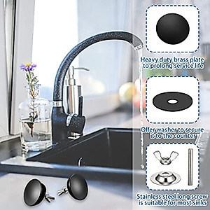 4 Pcs 2 Inch Kitchen Sink Hole Cover Faucet Hole Cover Stainless Steel Kitchen Sink Tap Hole Plate Stopper Cover Blanking Metal Plug (Matte Black)